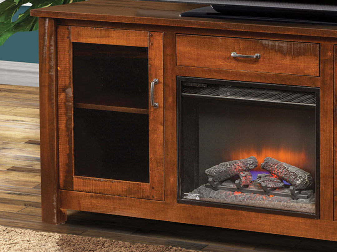 Alpine Rustic Farmhouse Fireplace-TV Stand – Farmstead Barnwood Furniture